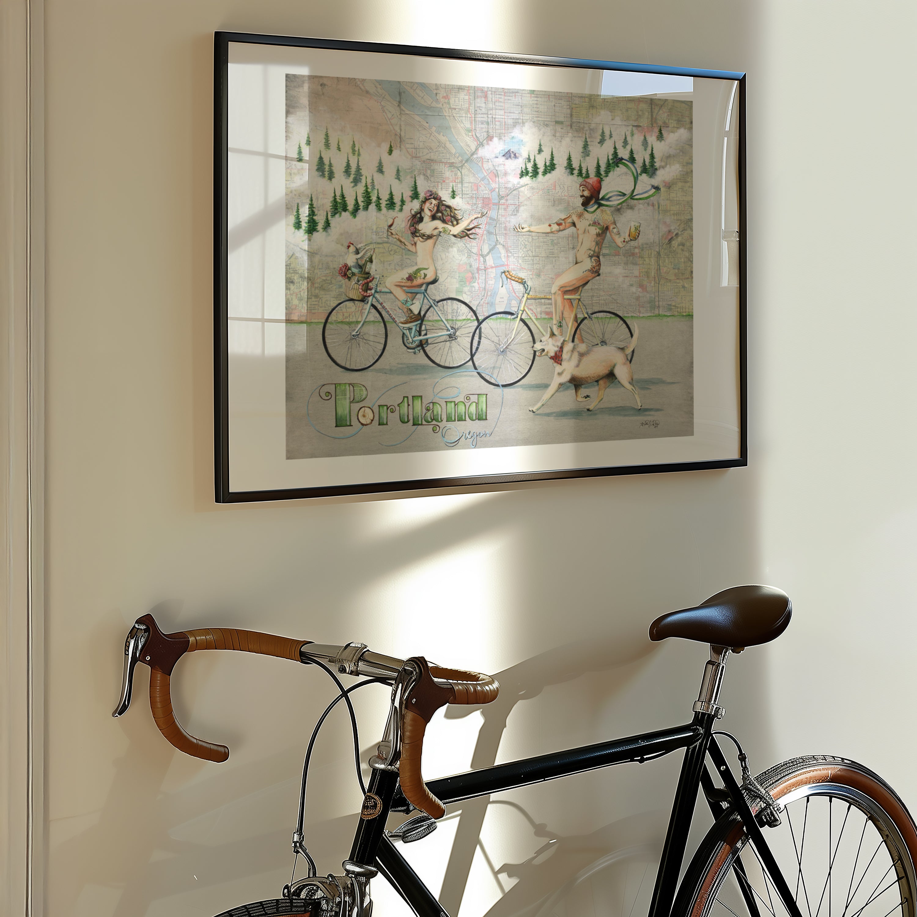 Portland Naked Bike Ride Print – Final Switchback by Katie Jeanne Reim